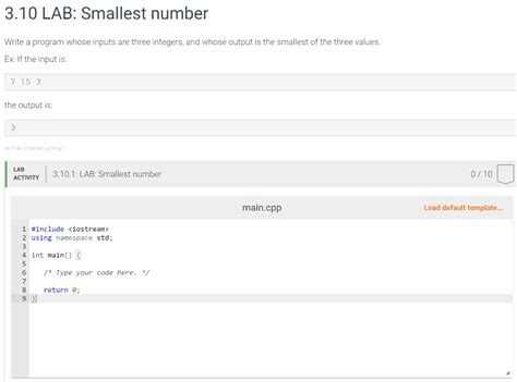 solved 3 10 lab smallest number write a program whose
