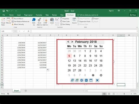 How To Add Date Picker Calendar Drop Down In Ms Excel Easy Youtube