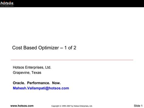 understanding the cost based optimizertitle how the cost based optimizer impacts performance