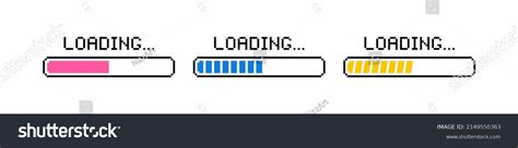pixel art 8 bit loading bar concept loading or royalty free stock vector 2149550363