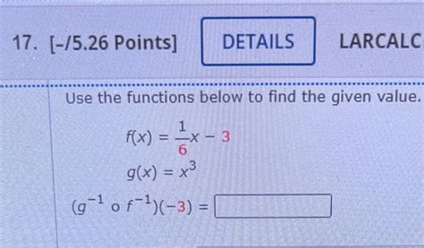 solved use the functions below to find the given value