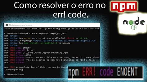 Como Resolver O Erro Npm Err Code YouTube