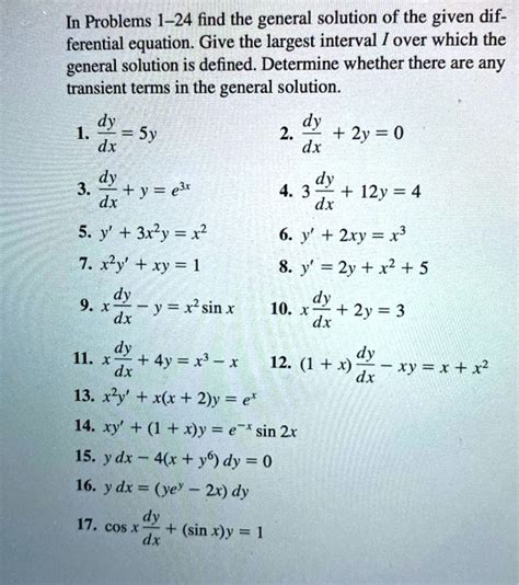 solved in problems 1 24 find the general solution of the given differential equation give the