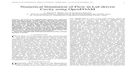 pdf numerical simulation of flow in lid driven cavity using openfoam · 2018 10 12 · flows and