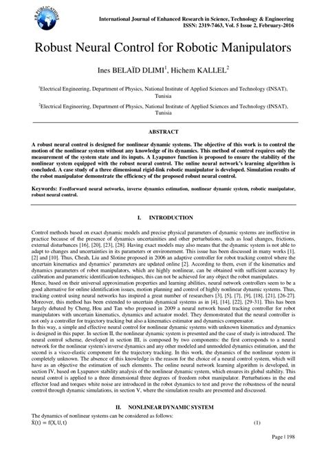 pdf robust neural control for robotic manipulators
