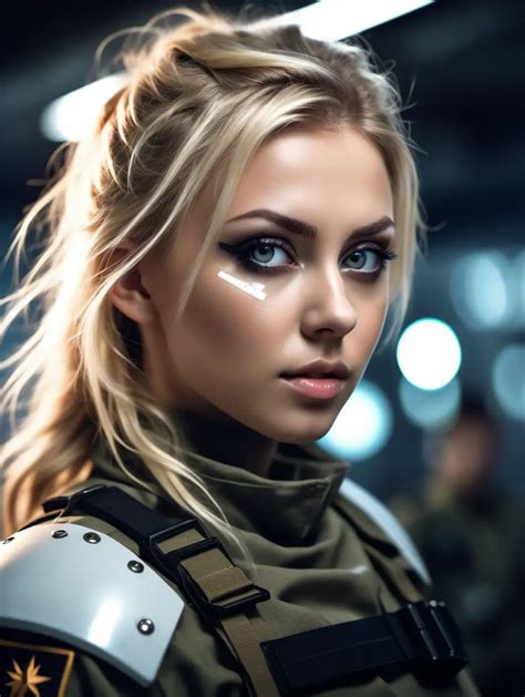 Futuristic Nordic Woman In Military Attire With Striking Features Muse Ai
