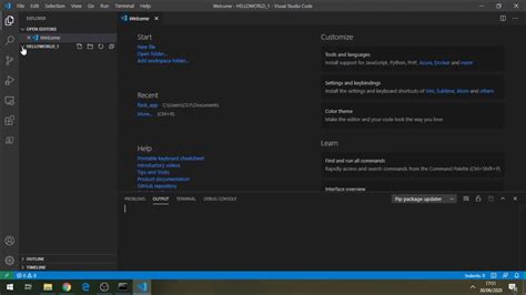 vs code javascript command line hello world tutorial first program on javascript learn