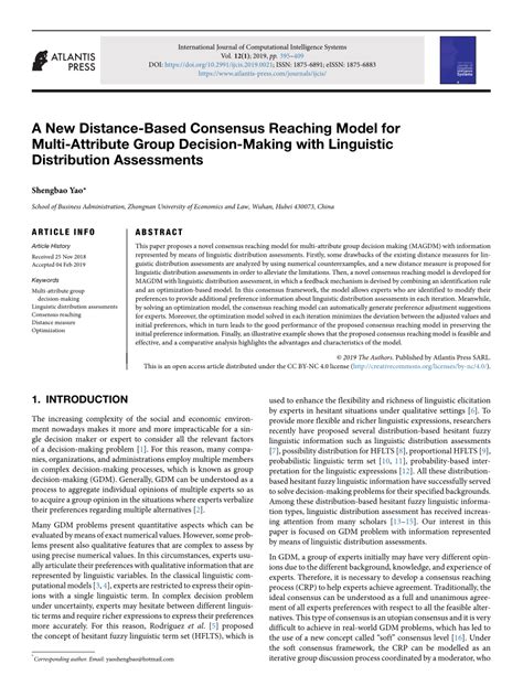 pdf a new distance based consensus reaching model for multi attribute