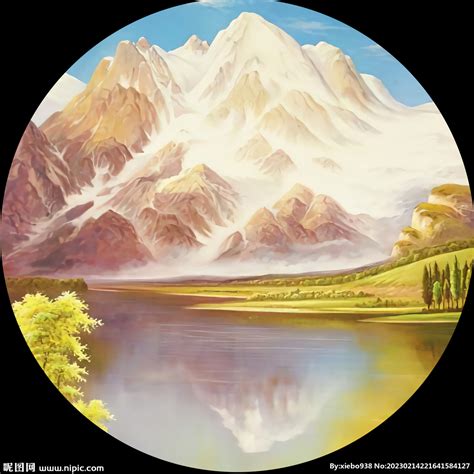 湖畔山脉高清圆形挂画装饰画设计图 图片素材 其他 设计图库 昵图网nipic