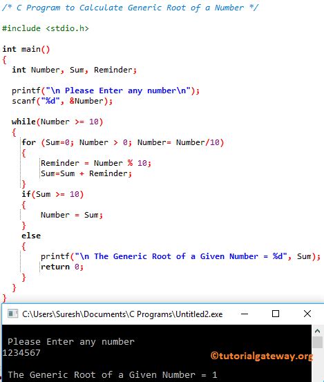 c program to calculate generic root of a number laptrinhx