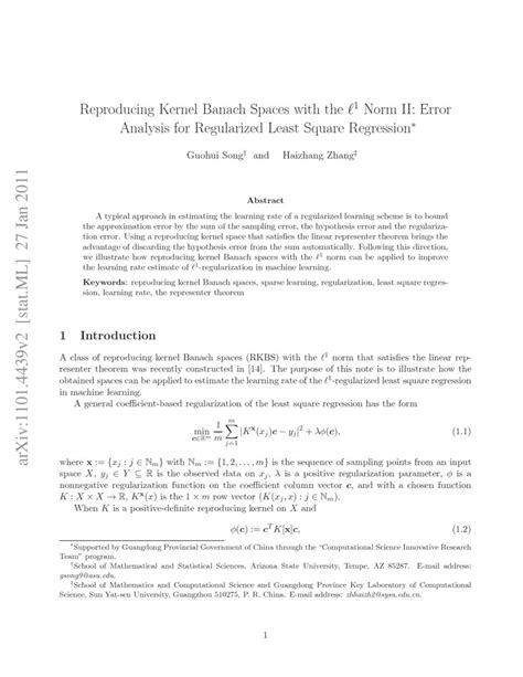 reproducing kernel banach spaces with the l1 norm ii error analysis for regularized least