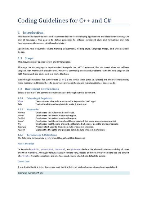 coding guidelines class computer programming c sharp programming language