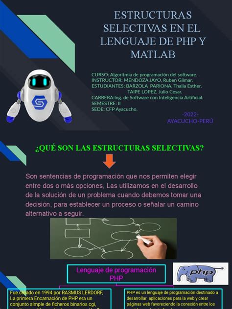 estructuras selectivas en el lenguaje de php y matlab pdf php lenguaje de programación