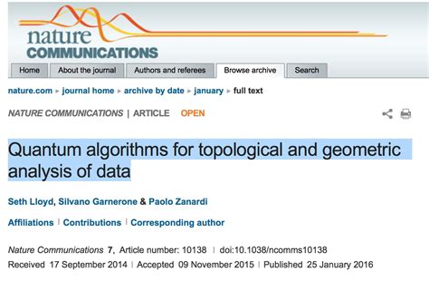 quantum algorithms for topological and geometric analysis of data quantum tunnel