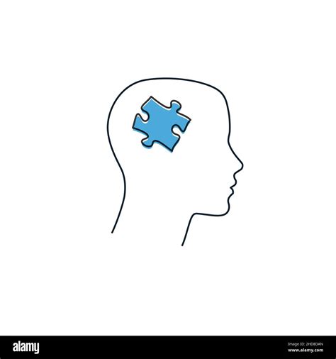 Linear Head Contour With Puzzle Piece Inside Problem Solving Concept