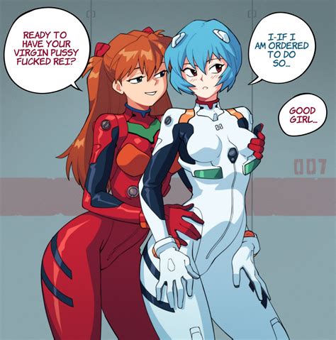 Rule 34 2girls Asuka Langley Sohryu Blue Hair Blush Bodysuit Breast Grab Breasts Clothing
