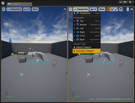Enabling Cinematic Viewports Unreal Engine Documentation