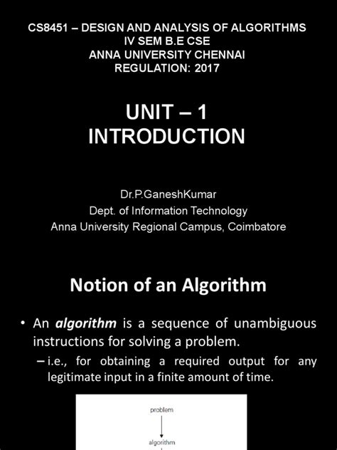unit i introduction pdf time complexity algorithms