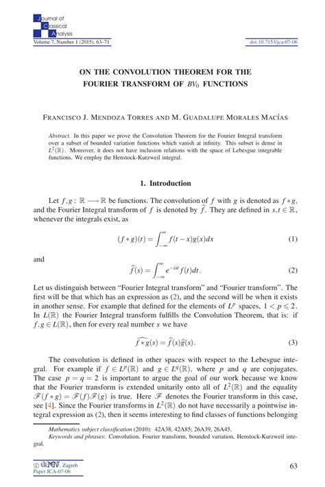 pdf on the convolution theorem for the fourier transform of bv 0 functions