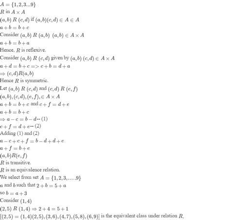 let a {1 2 3 9 } and r be relation in a × a defined by a b r c d if a d b c