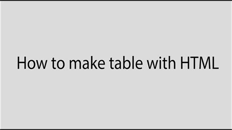 how to make table in html youtube