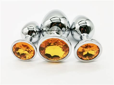 3pcs Sml Sizes Metal Anal Butt Plug Steel Dildo Diamond Jewel Smooth Sex Toys Ebay