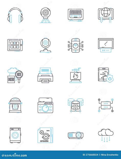 Cloud Workstations Linear Icons Set Virtualization Cloud Computing
