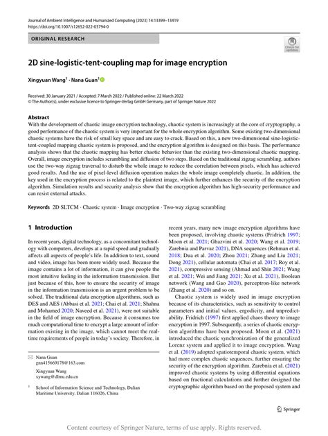 2d sine logistic tent coupling map for image encryption request pdf