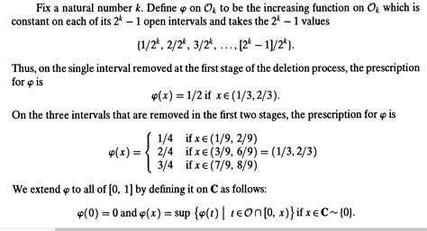 real analysis understanding defn of the cantor lebesgue fn varphi on the cantor set