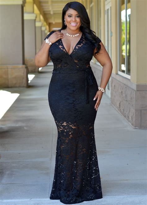 Amberly Black Lace Curvaceous Gown Plus Size Gowns Formal Curvy Girl Fashion Beautiful Dresses