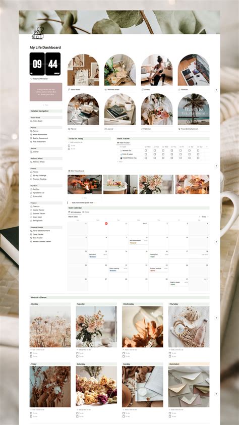 Notion Template Notion Dashboard All In One Notion Life Planner