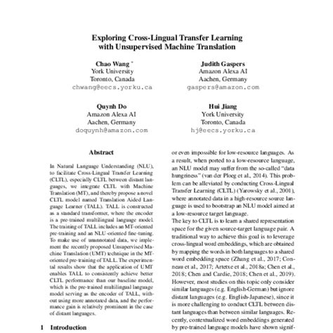 exploring cross lingual transfer learning with unsupervised machine translation acl anthology