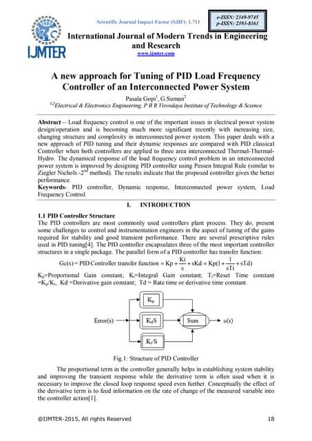 a new approach for tuning of pid load frequency controller of an interconnected power system pdf