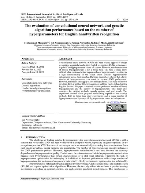 the evaluation of convolutional neural network and genetic algorithm performance based on the