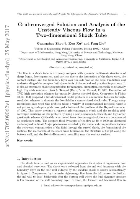 pdf grid converged solution and analysis of the unsteady viscous flow in a two dimensional