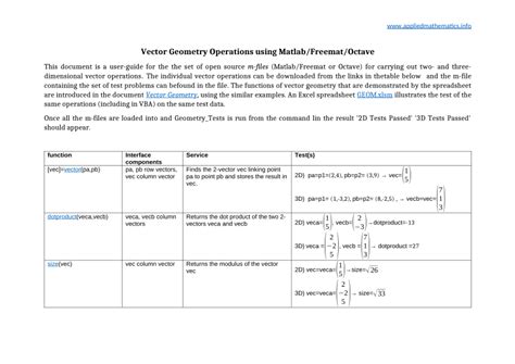 pdf vector geometry operations using matlab freemat octave