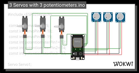 3 servos with 3 potentiometers ino wokwi esp32 stm32