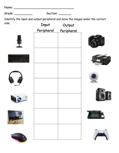 Input And Output Peripherals Worksheet Computer Basics Worksheets