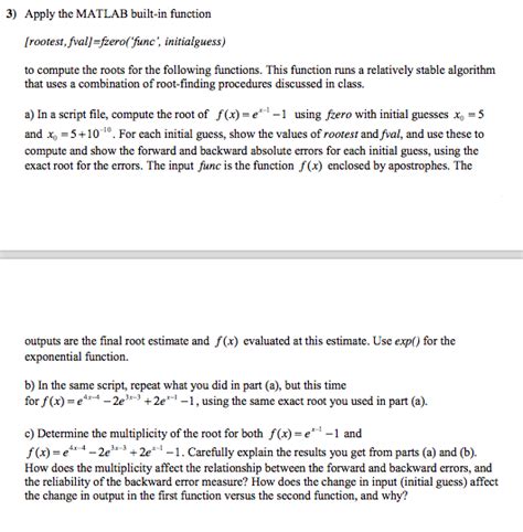 solved 3 apply the matlab built in function [rootest