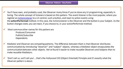 java ee observer design pattern key points