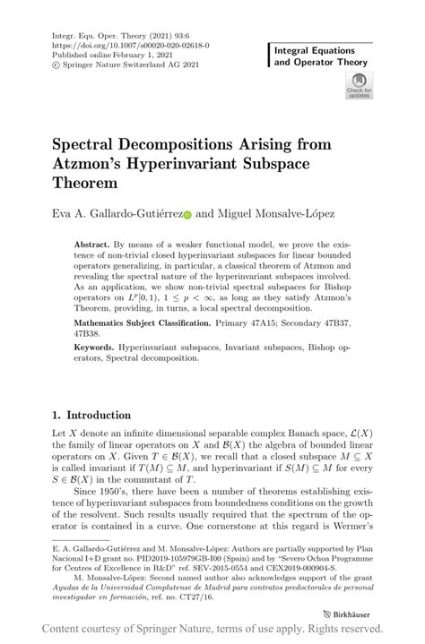 spectral decompositions arising from atzmon s hyperinvariant subspace theorem request pdf