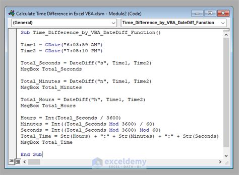 How To Calculate Time Difference In Excel VBA 2 Methods