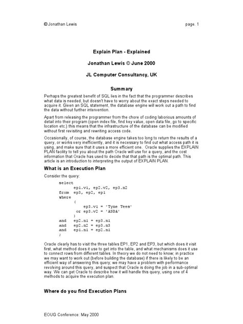 explain plan explained jonathan lewis © june 2000 jl computer consultancy uk pdf database