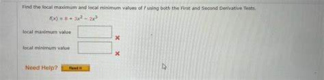 solved find the local maximum and local minimum values of f