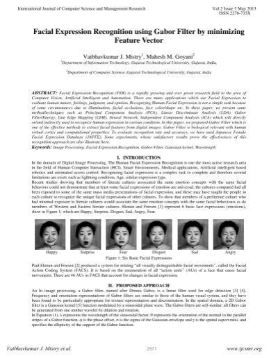 facial expression recognition using gabor filter by ijcsmr