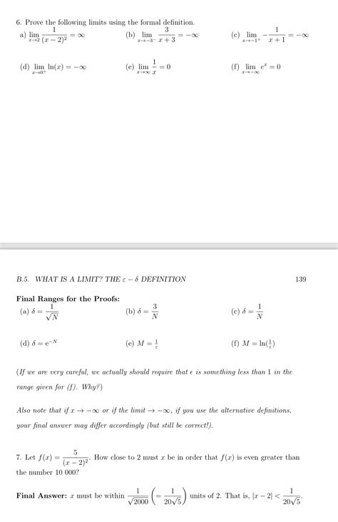 solved prove the following limits using the formal