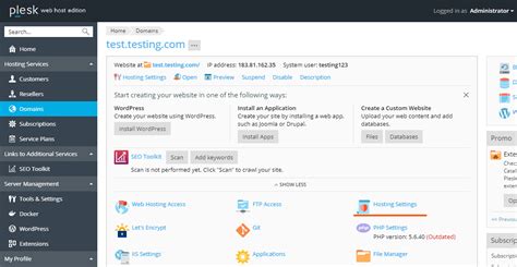 How To Change Domains Hosting Type To Frame Forwarding In Plesk Control
