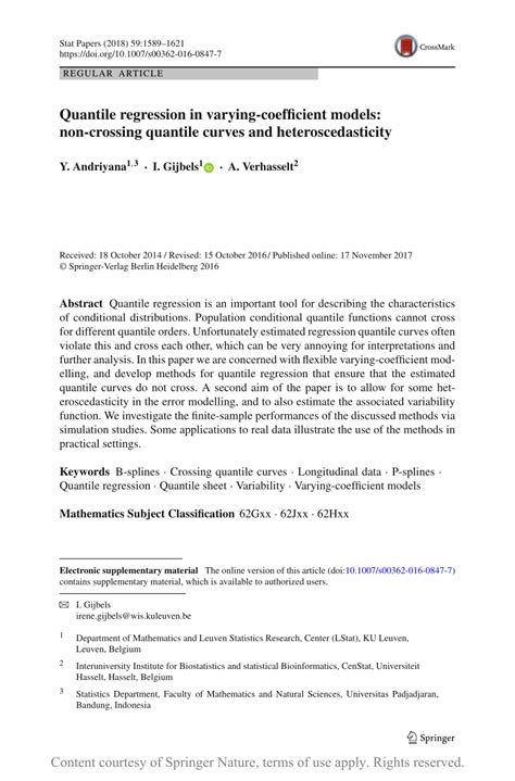 quantile regression in varying coefficient models non crossing quantile curves and