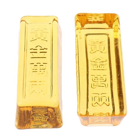 1 Pc Feng Shui Chinese Yellow Crystal Gold Ingot For Wealth Lucky Small Ornaments Home