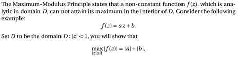 solved the maximum modulus principle states that a